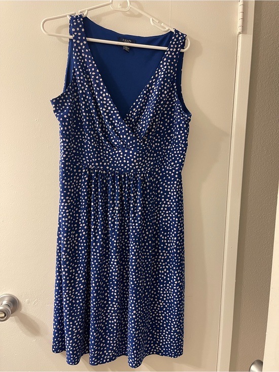 Chaps | Dresses | Chaps Royal Blue Polka Dot Sleeveless Wrapfront Midi ...